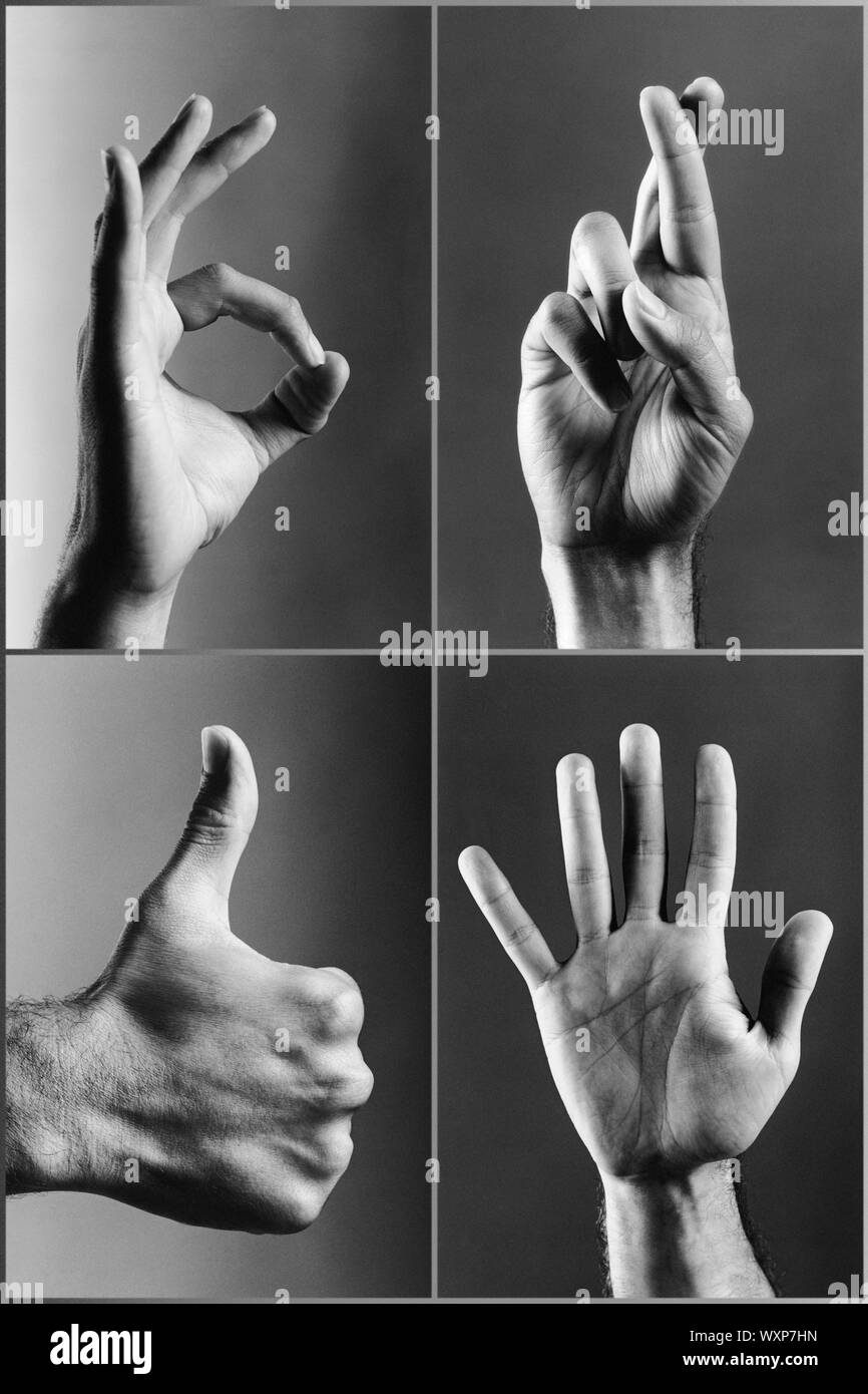 Hand signals Black and White Stock Photos & Images - Alamy