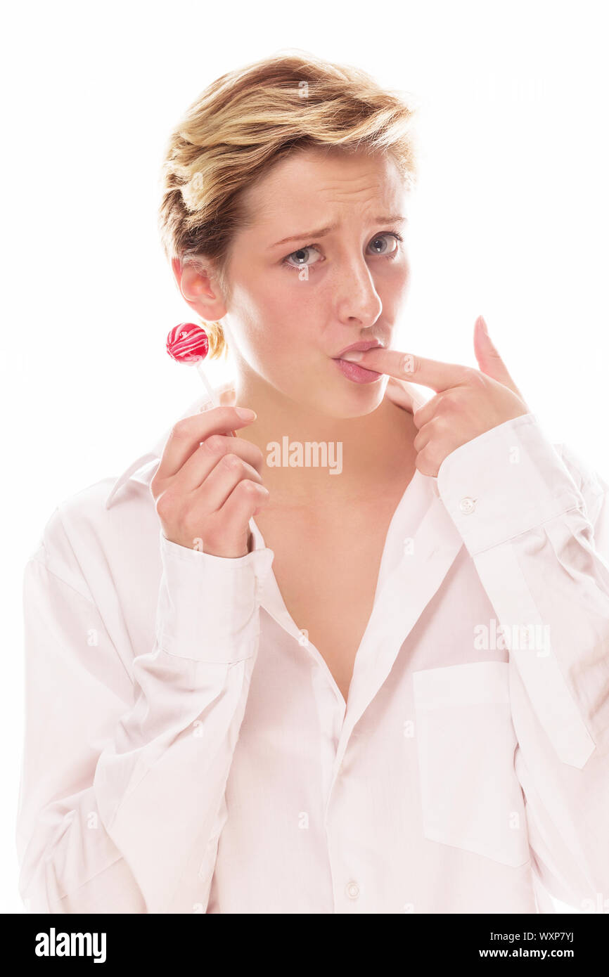 Female sucking finger hi-res stock photography and images - Alamy