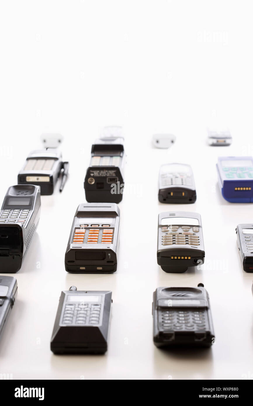 Rows of Old Cell Phones Stock Photo - Alamy