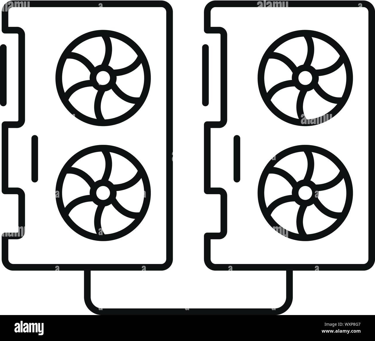 Double graphic card icon. Outline double graphic card vector icon for ...