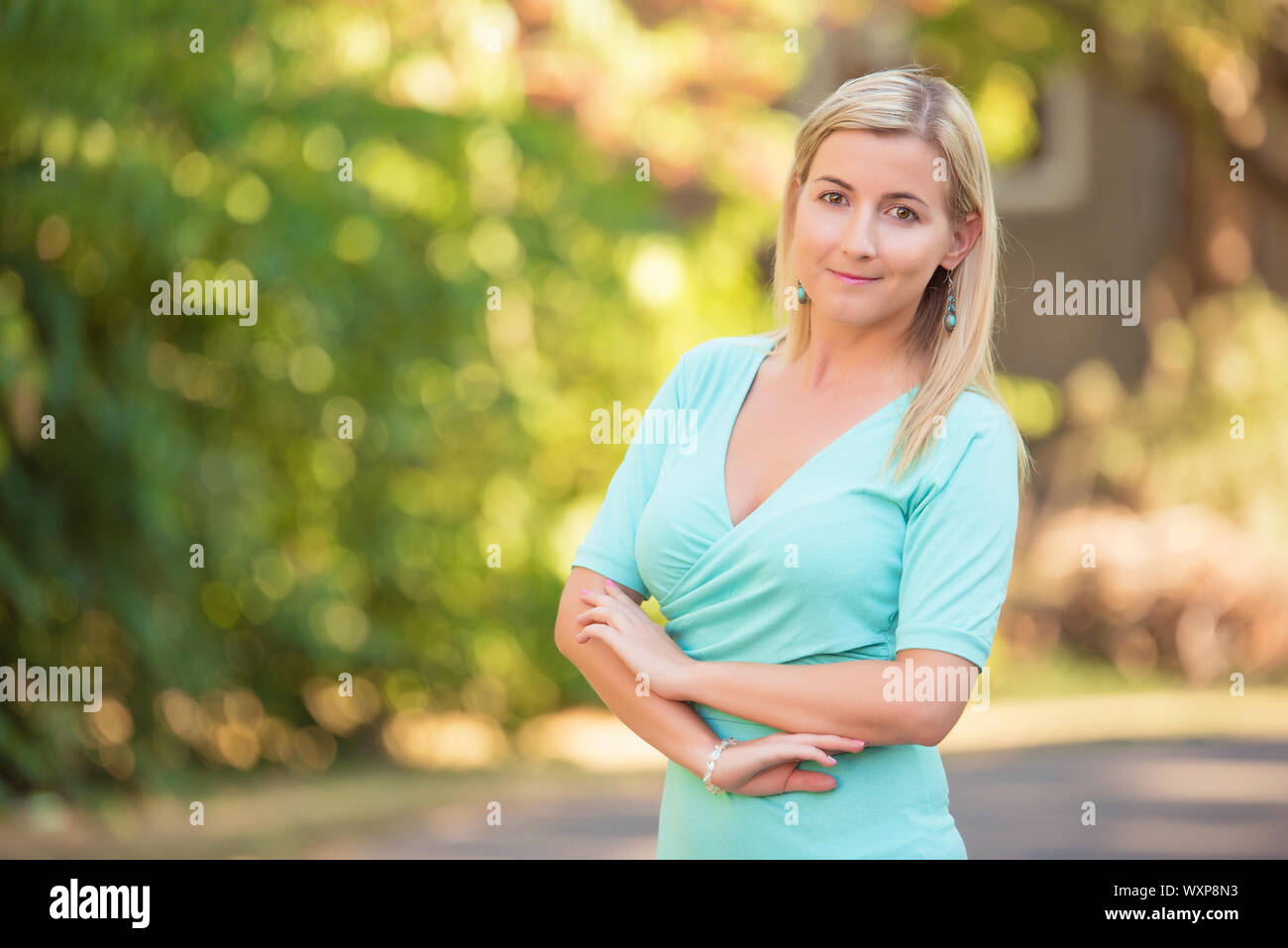 Closeup portrait of a beautiful woman in the street Stock Photo - Alamy