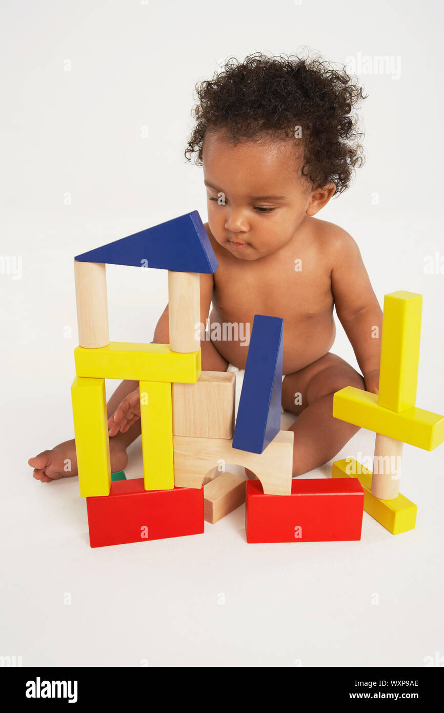 Full length of baby building blocks isolated on white background Stock ...