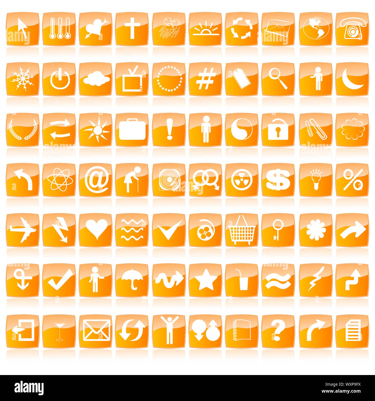 Glossy web buttons in orange tones Stock Photo - Alamy