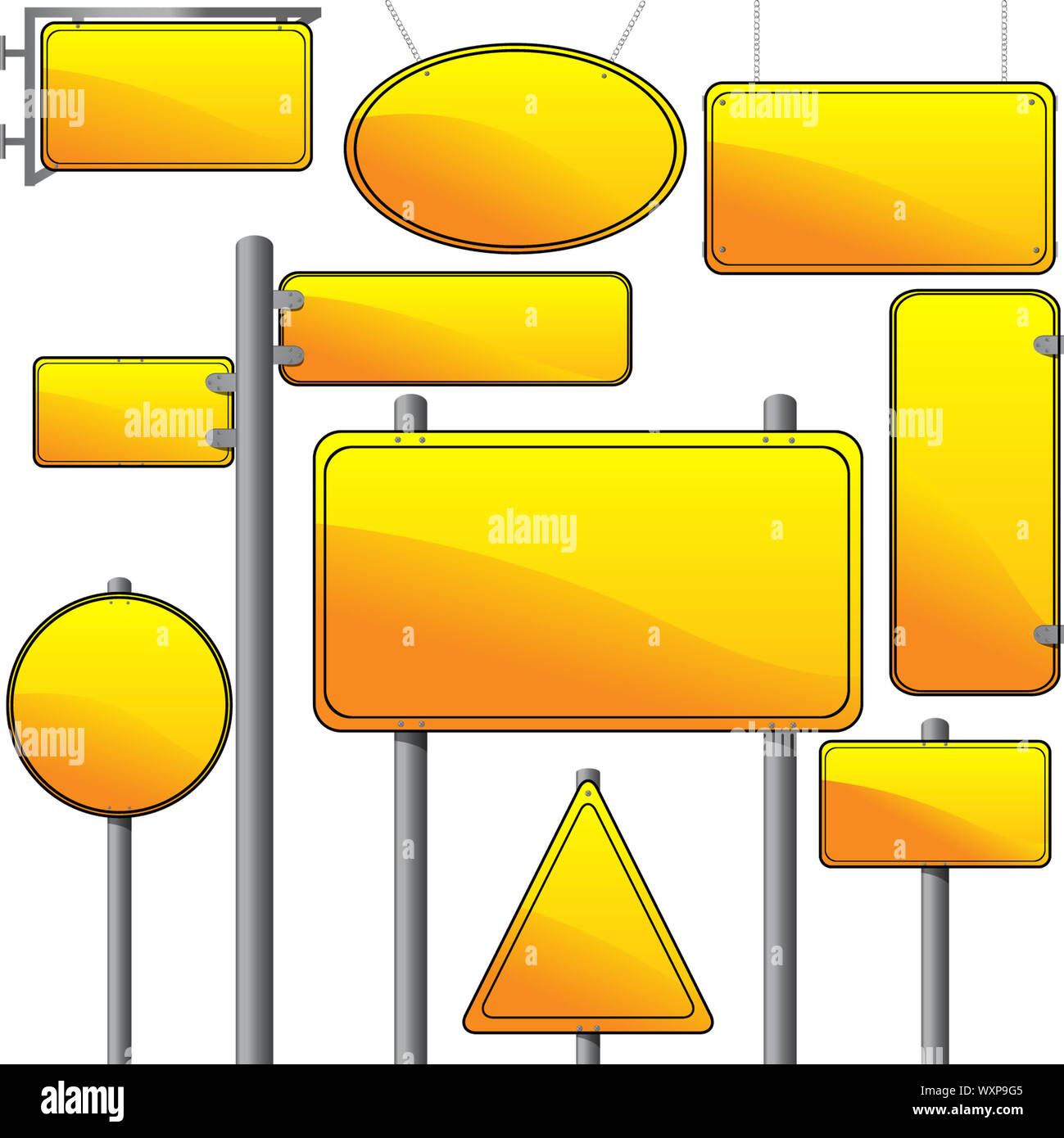 Direction and advertise signs over white background Stock Photo - Alamy