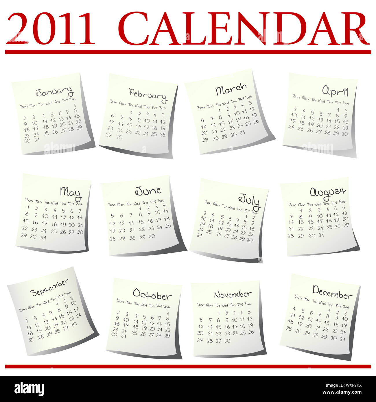 October 2011 calendar hi-res stock photography and images - Alamy