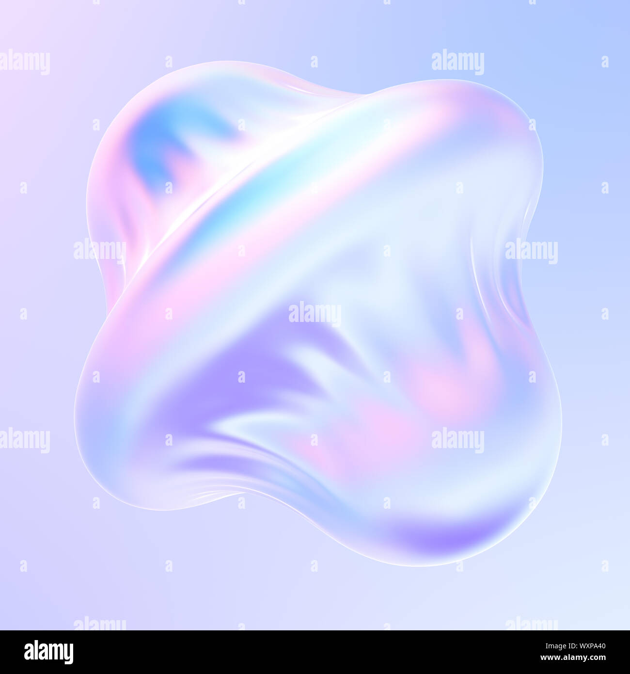 Abstract modern graphic fluid shape 3D element. Holographic pearlescent ...