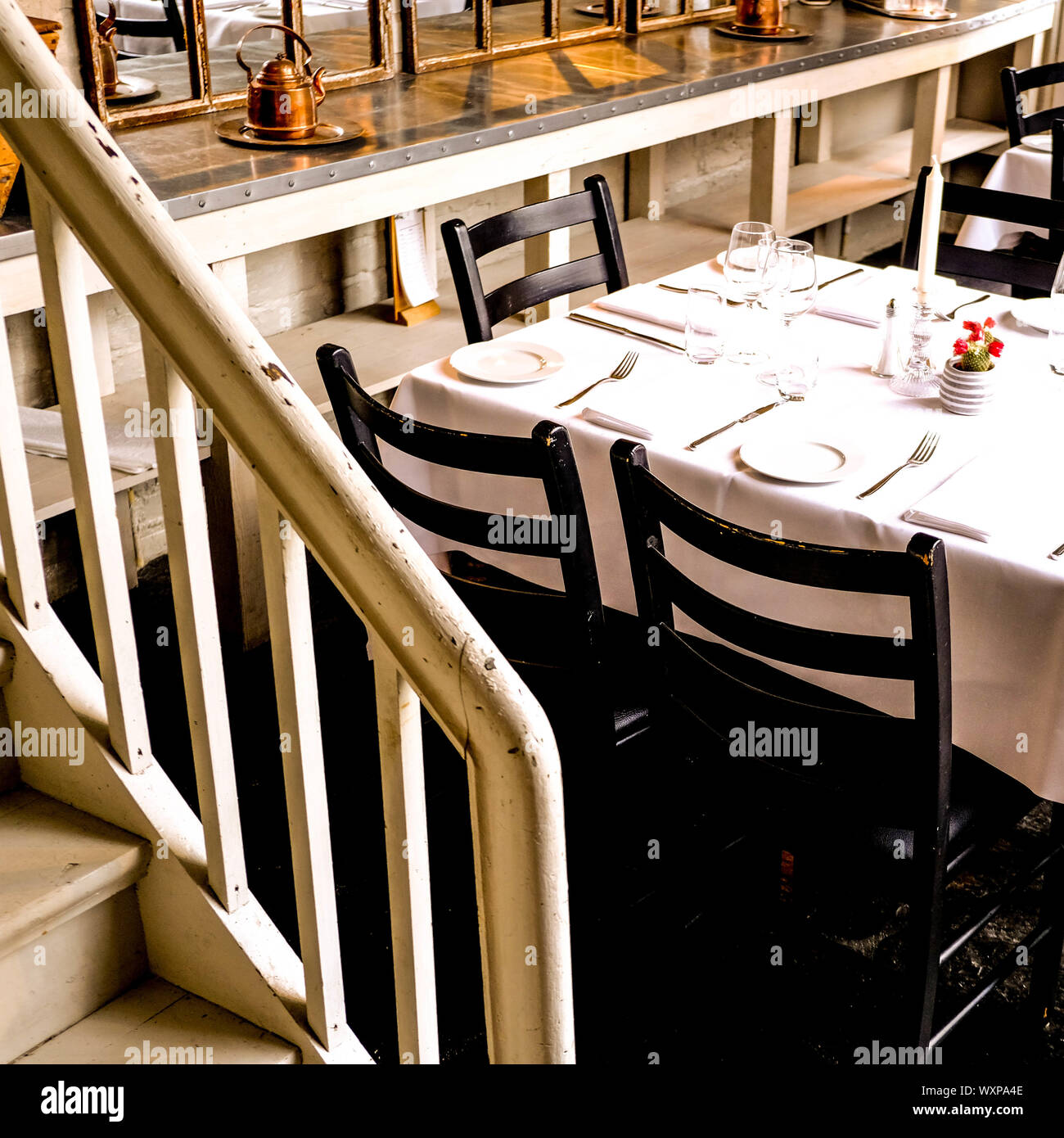 Traditional Table Setting In a Restaurant Dinning Room With Wooden ...