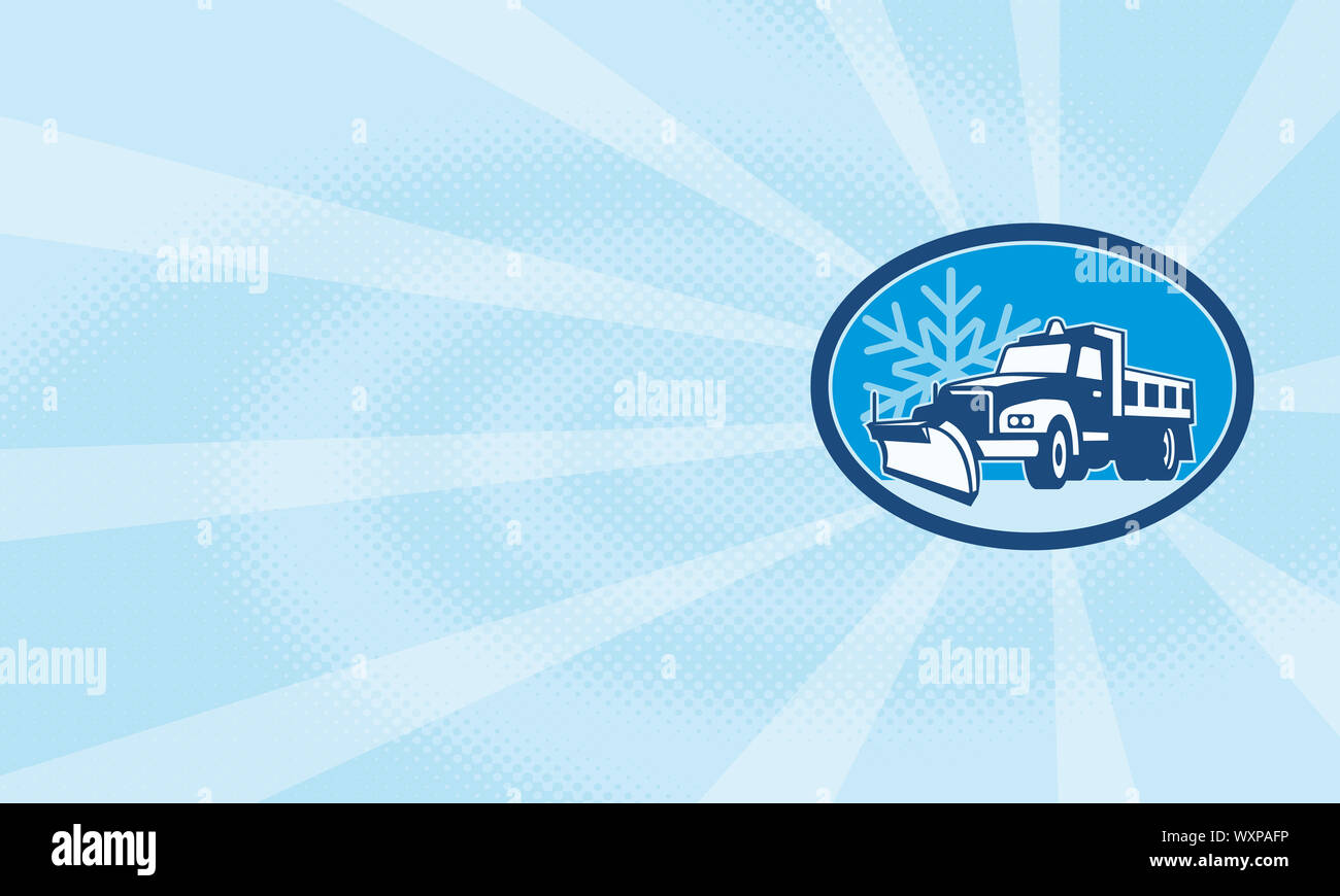 Illustration of a snow plow truck plowing with winter snow flakes in ...