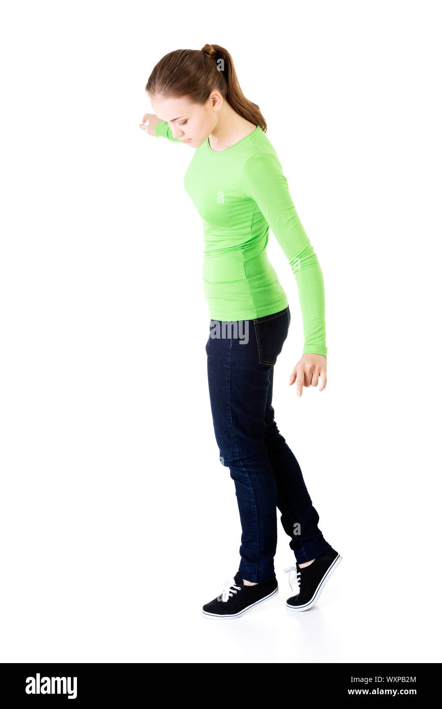 Woman Standing Sideways Profile High Resolution Stock Photography and ...