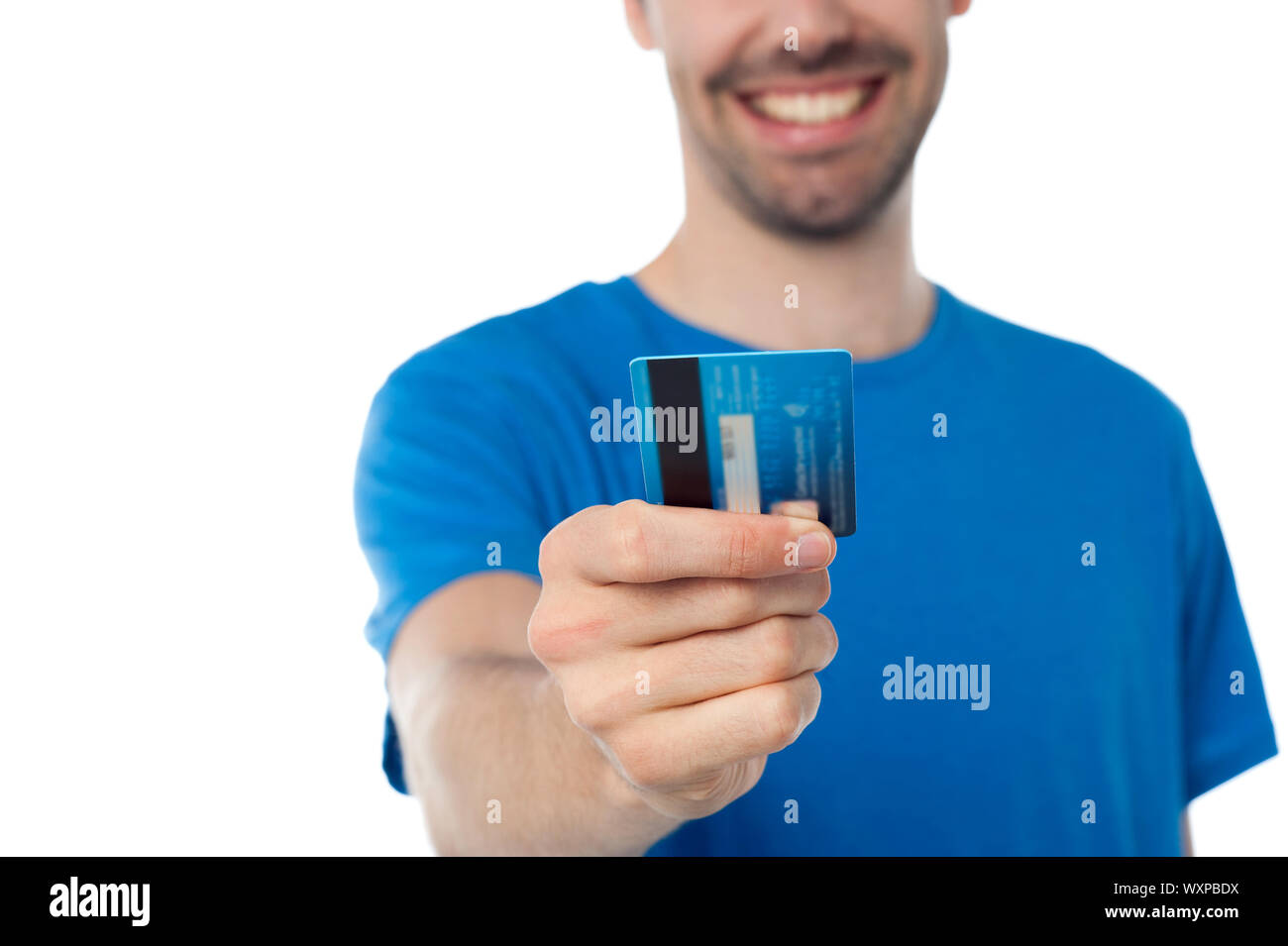 Guy showing his credit card, cropped image Stock Photo - Alamy