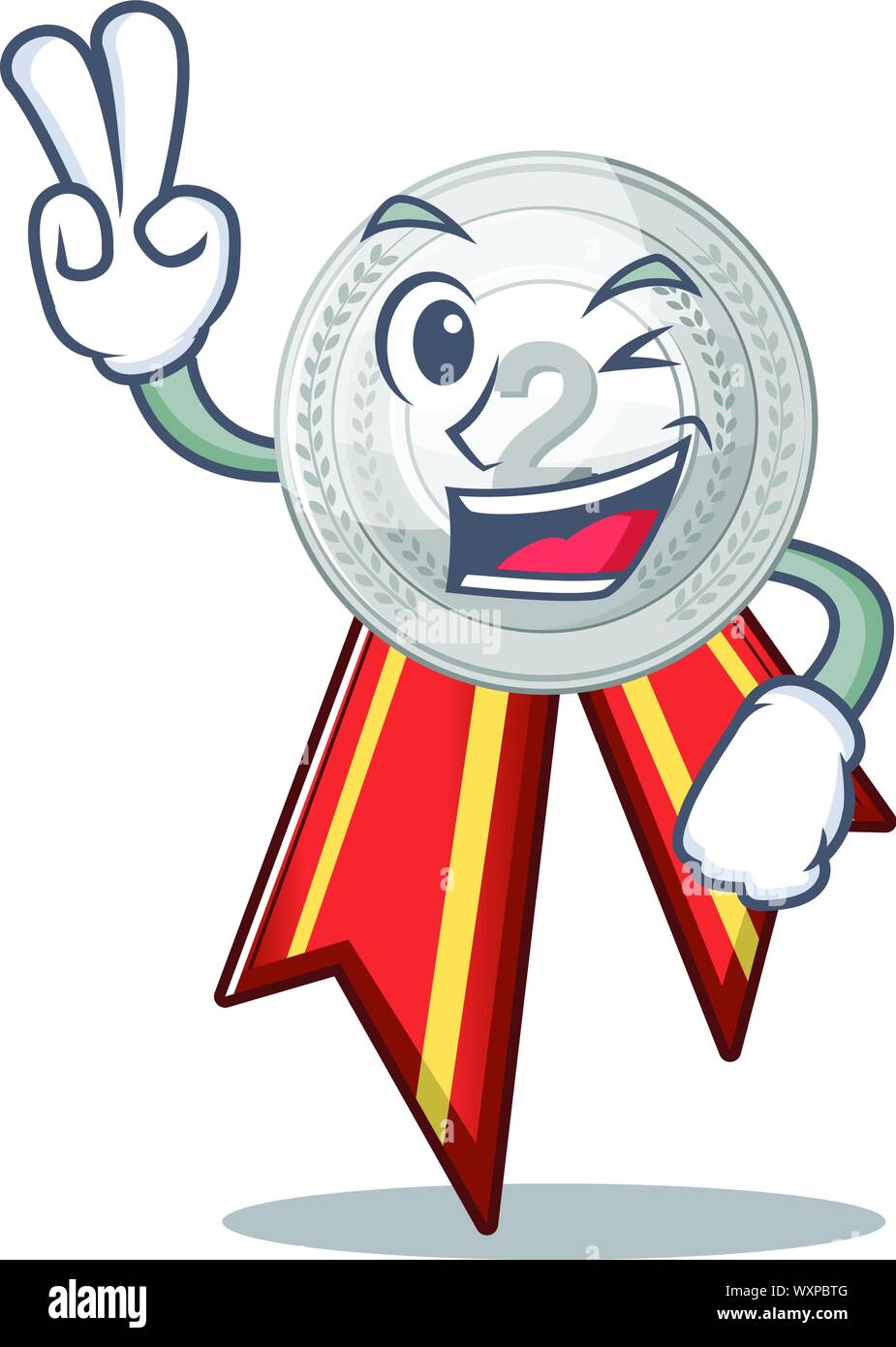 Two finger silver medal isolated with the character Stock Vector Image ...