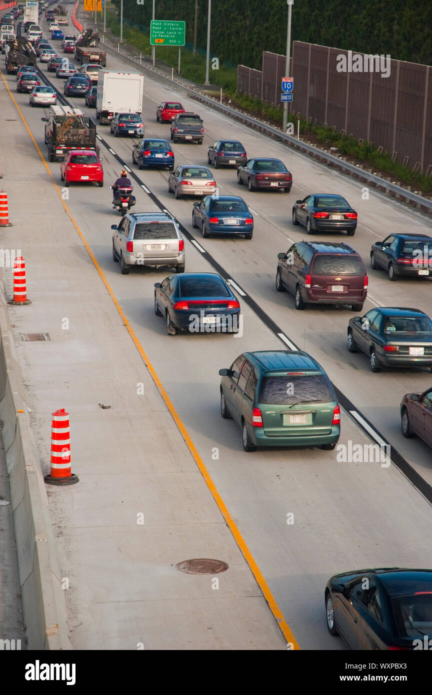 Heavy morning traffic on Montreal's highways in Canada Stock Photo - Alamy