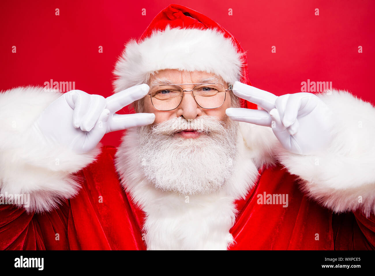 Winter december party concept. Close up portrait of stylish handsome ...