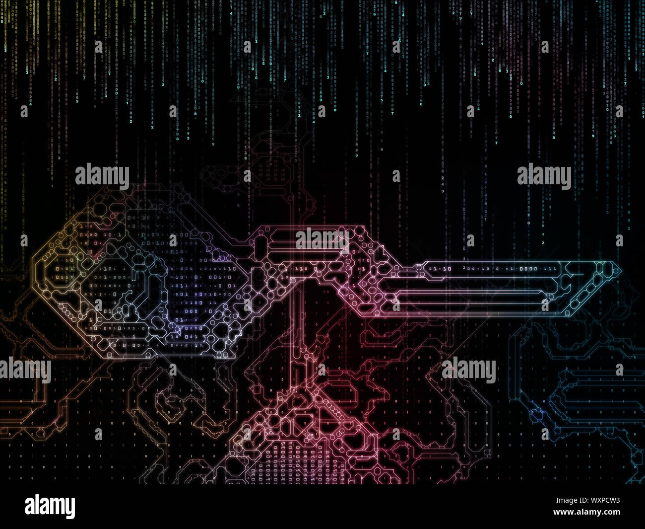 Encryption Key series. Backdrop of stylized key and number symbols on ...