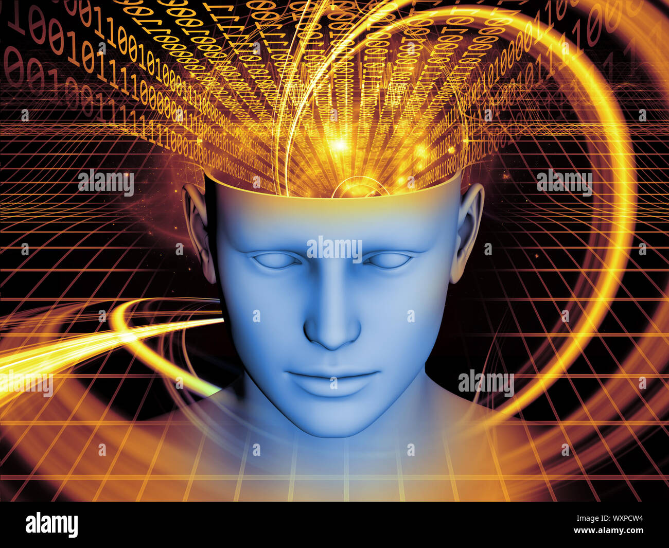 Background design of human head and symbolic elements on the subject of ...