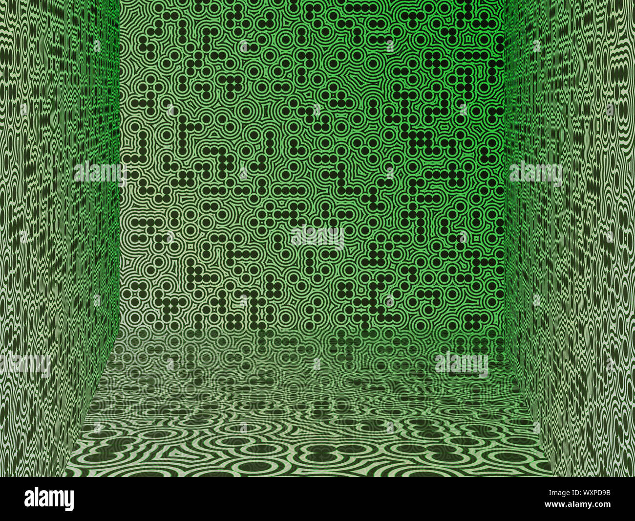 Illustration of cyber, techno room of green color background Stock ...