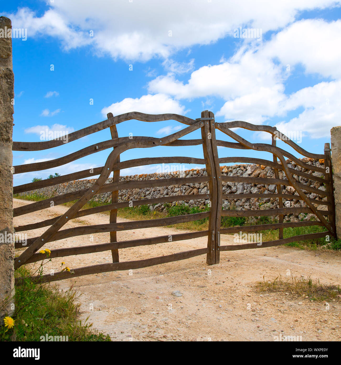Menorca traditional wooden fence gate in Balearic islands Stock Photo ...