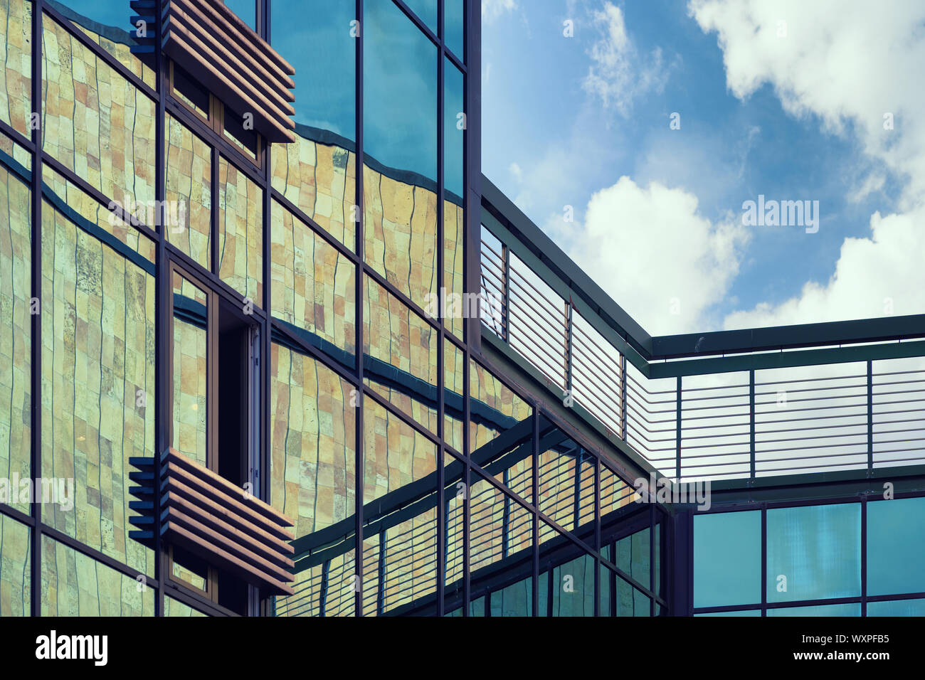 The geometry of the facade of the building with reflection Stock Photo ...