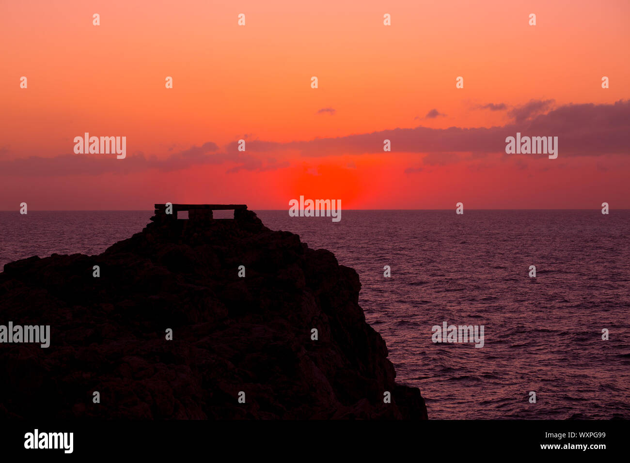 Ciutadella Menorca at Punta Nati orange sunset in Balearic Islands ...