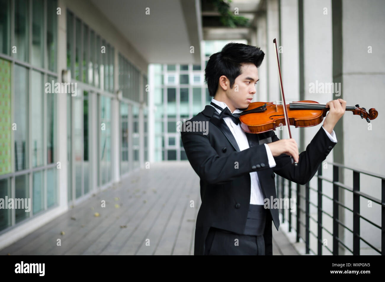 Thailand asia man with his violin he is a soloist Stock Photo - Alamy