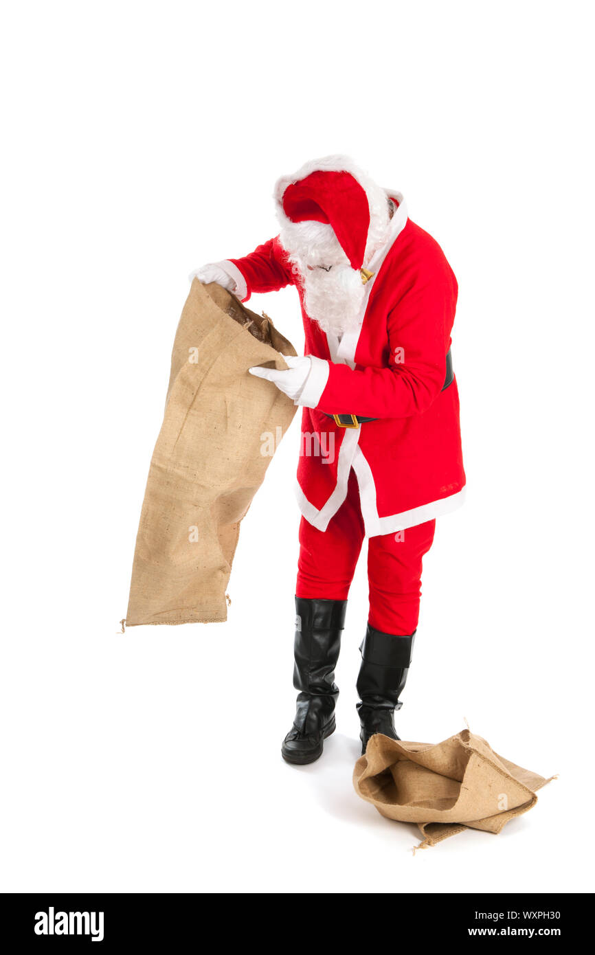 Santa in recession time with empty bags Stock Photo - Alamy