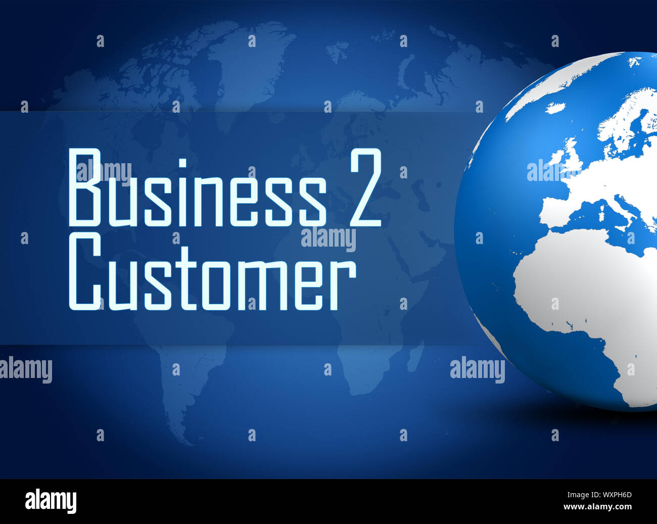 Business to Customer concept with globe on blue background Stock Photo ...