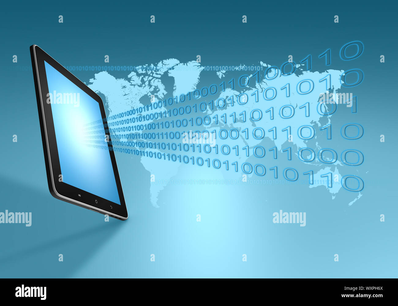 Modern communication technology illustration with tablet pc device on ...