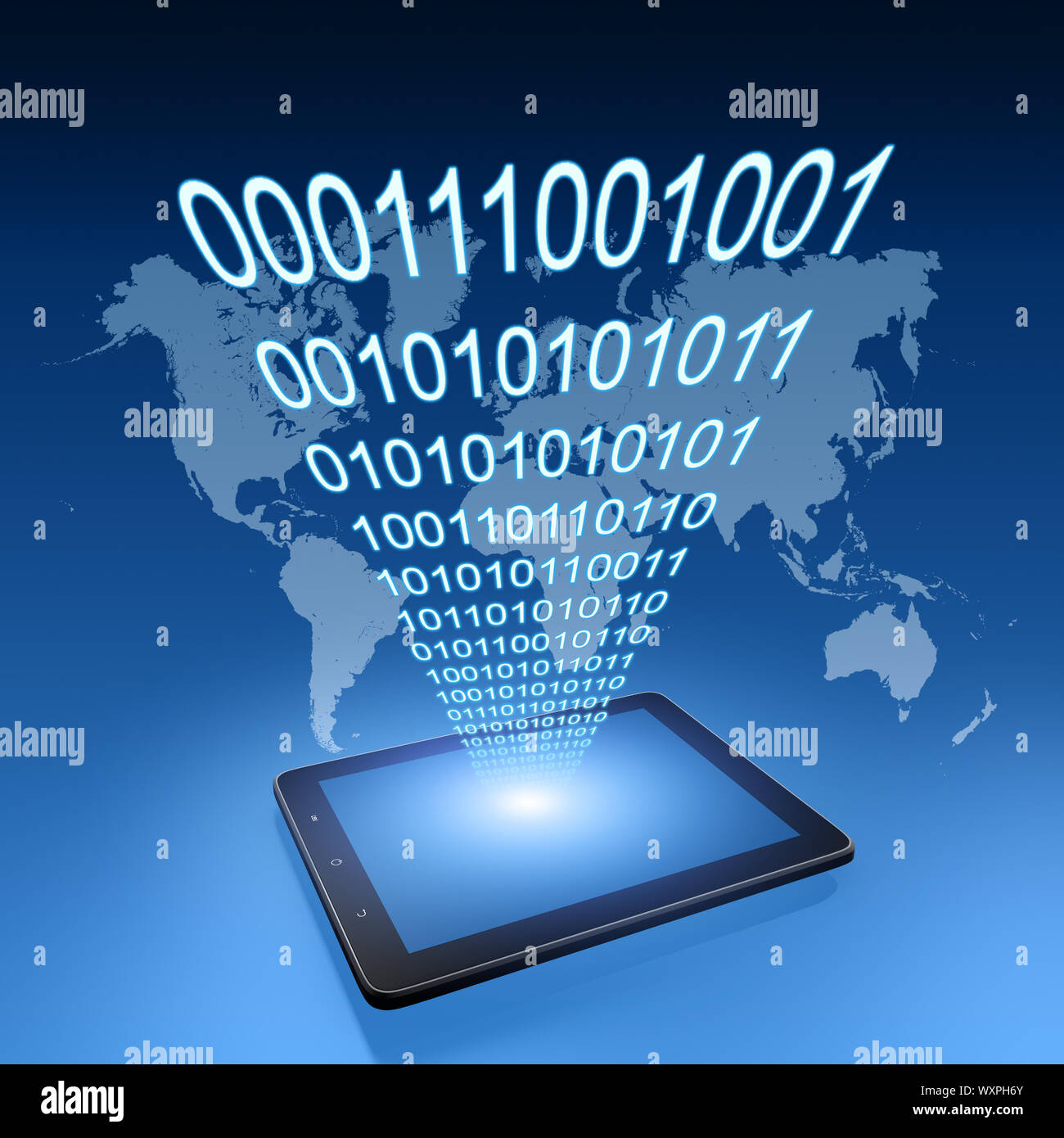 Modern communication technology illustration with tablet pc device on ...