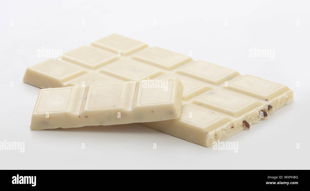 Bar of white chocolate on the gray background Stock Photo - Alamy