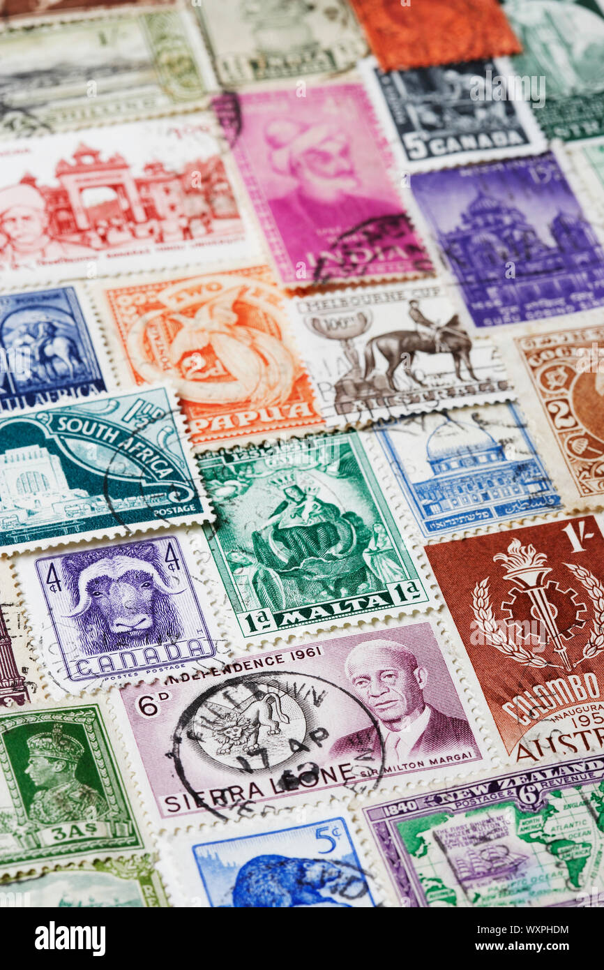 Variety of Postage Stamps Stock Photo - Alamy