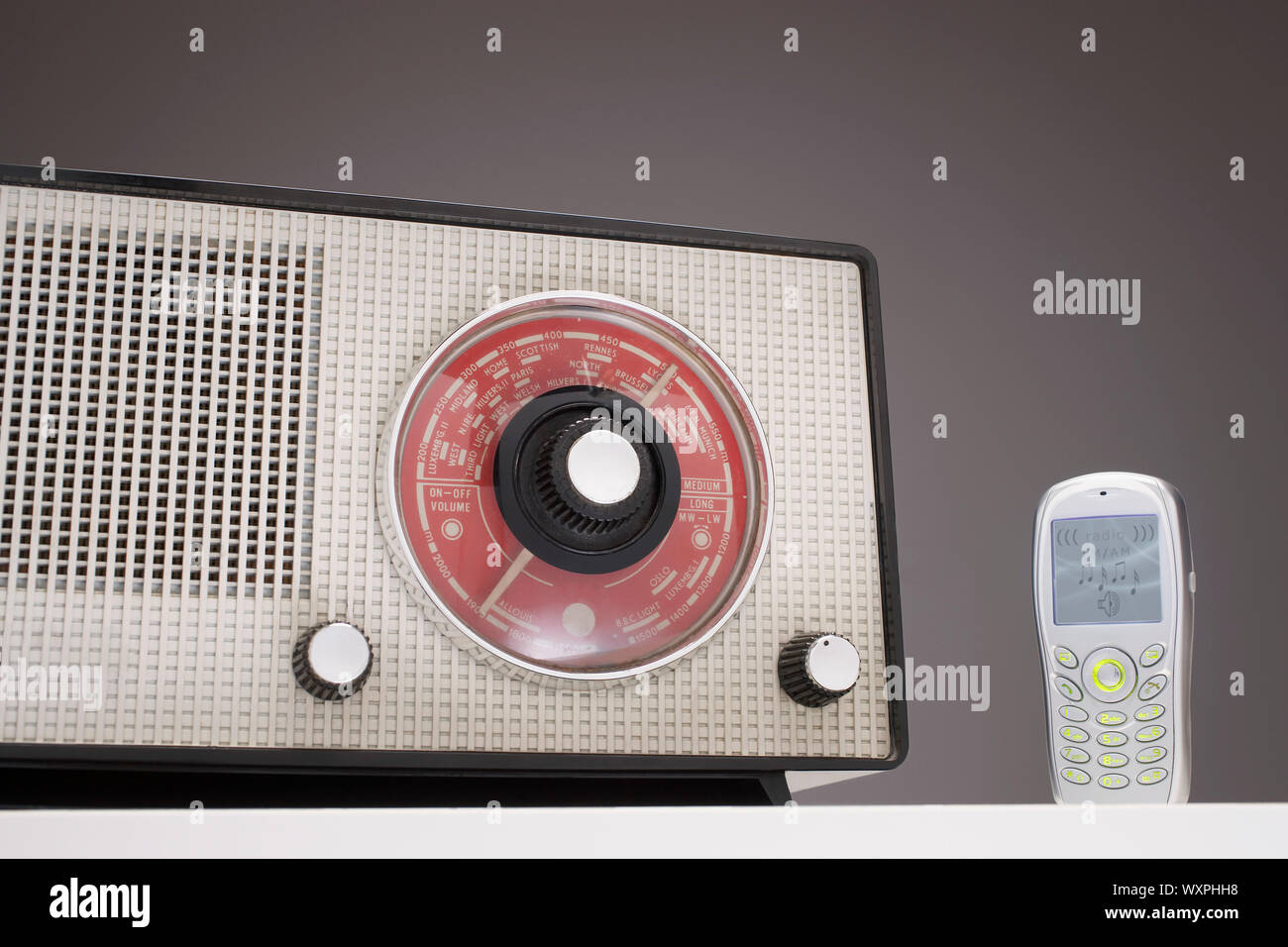 Old Radio and a Cell Phone Stock Photo - Alamy
