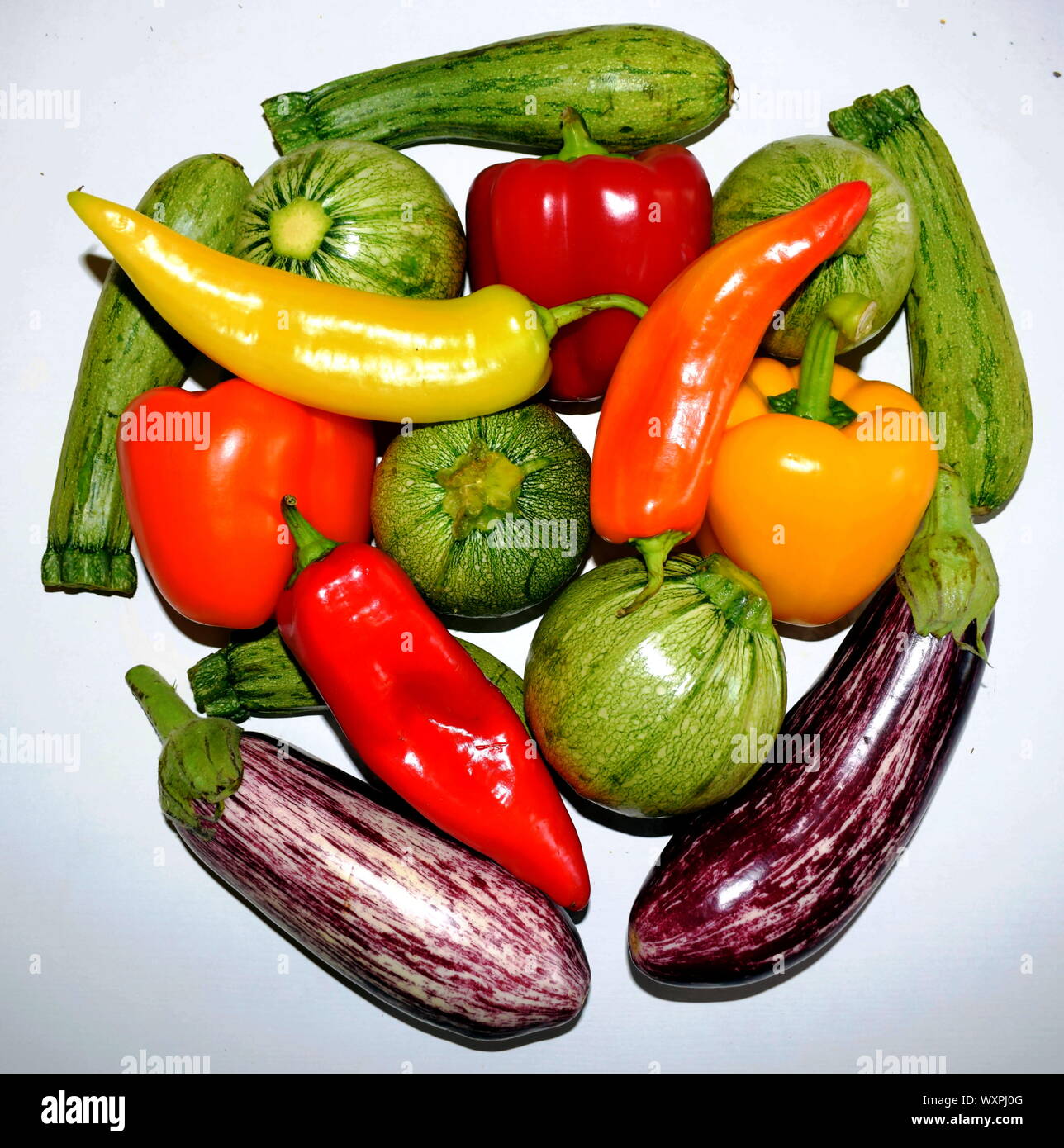 pepper, aubergine, pumpkin, vegetables, red, orange, yellow, green ...