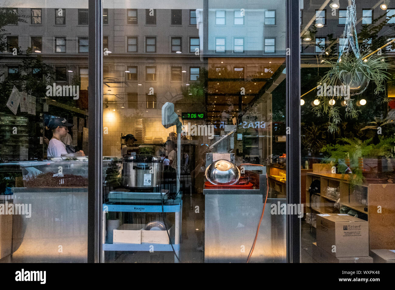 View of a people having lunch from outside. Montreal, Quebec Stock ...