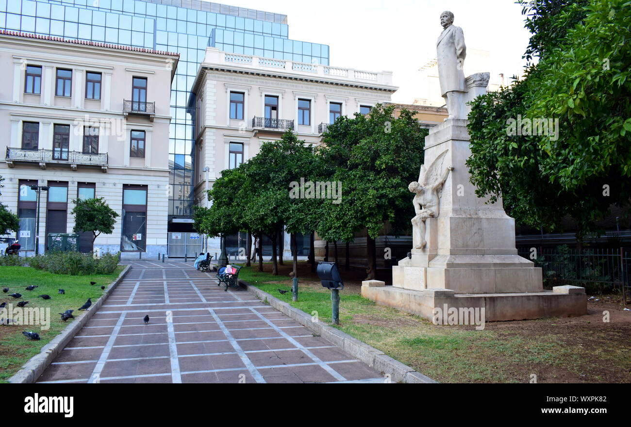 statue, marble, Greek, public, building, city, Athens Stock Photo - Alamy
