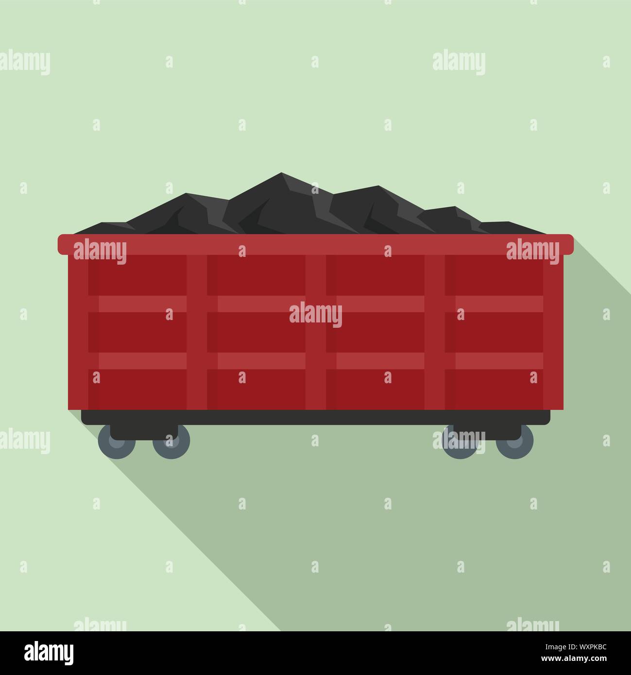 Coal train wagon icon. Flat illustration of coal train wagon vector ...