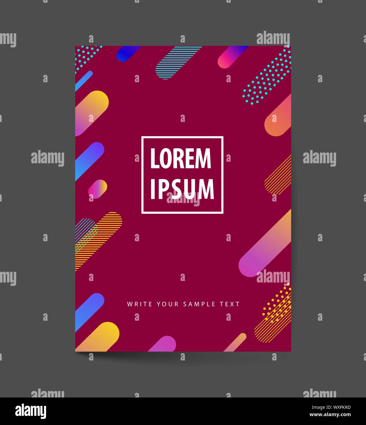 covers design with geometric rounded lines pattern. Cool colorful ...