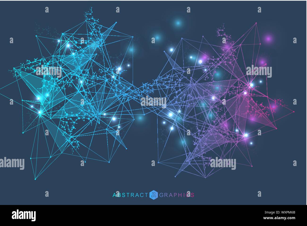 Geometric abstract background with connected line and dots. Structure molecule and communication ...