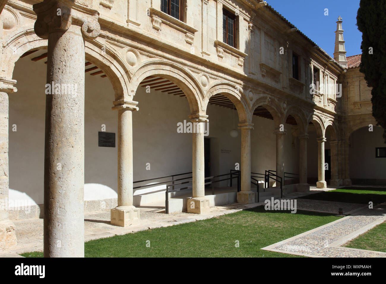 Details of Alcala University's historic campus in the city centre Stock ...