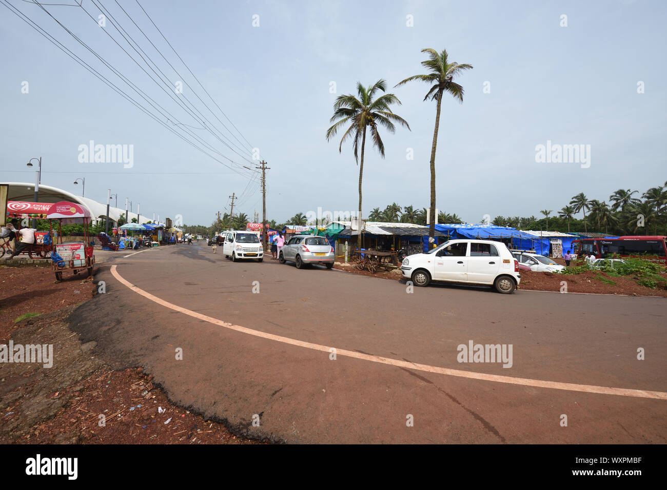 Anjuna beachside road in Goa, India Stock Photo - Alamy