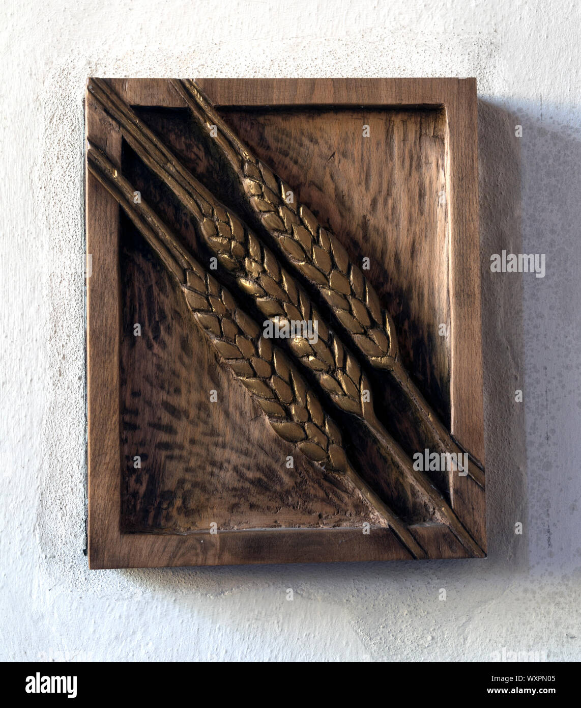 Wooden carving of ears of corn in St. John the Baptist Church ...