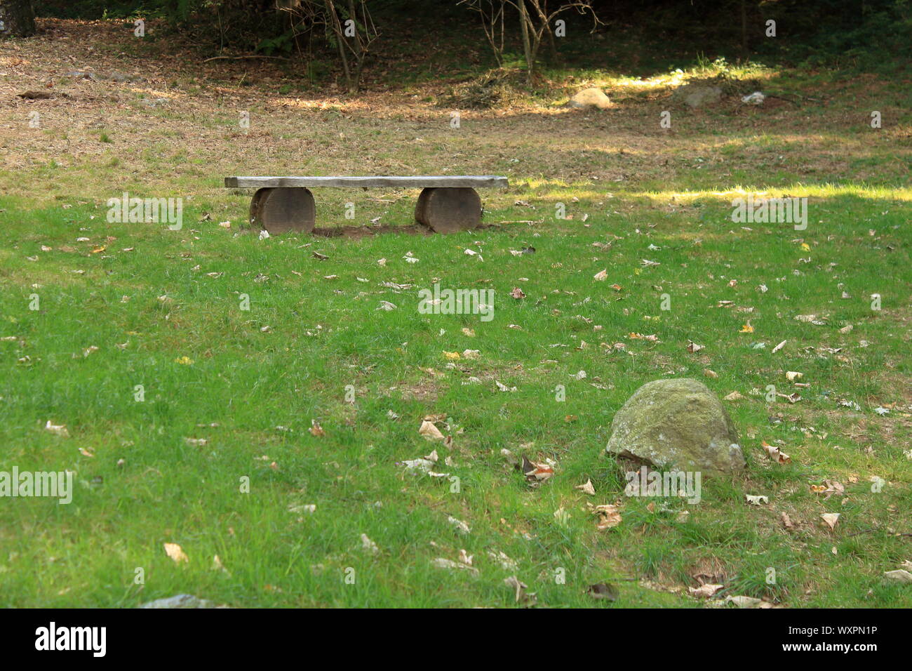 sitting area for relax and contemplation along a trekking path Stock ...