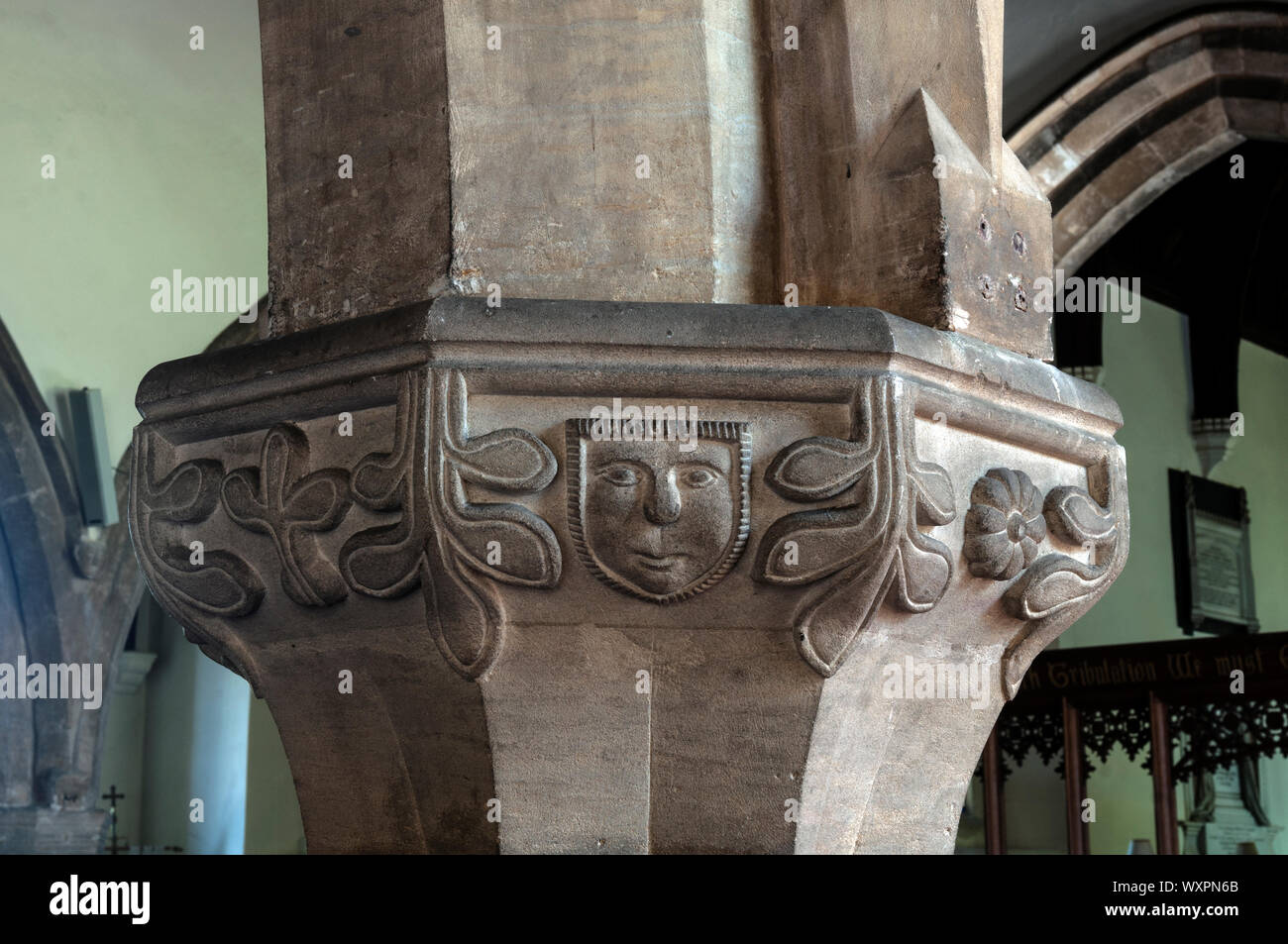 A carved capital in St. John the Baptist Church, Billesdon ...