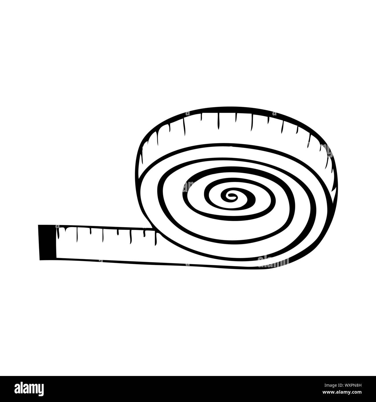 Black and white vector icon of a roll of measuring tape Stock Vector ...