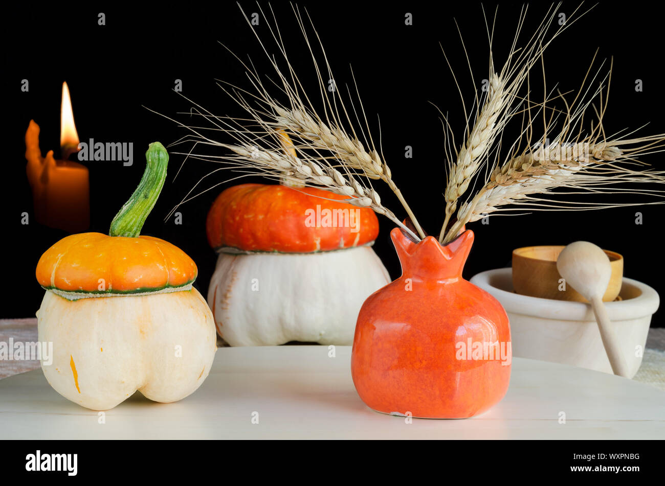 Halloween pumpkin front view, night and candle lit Stock Photo - Alamy