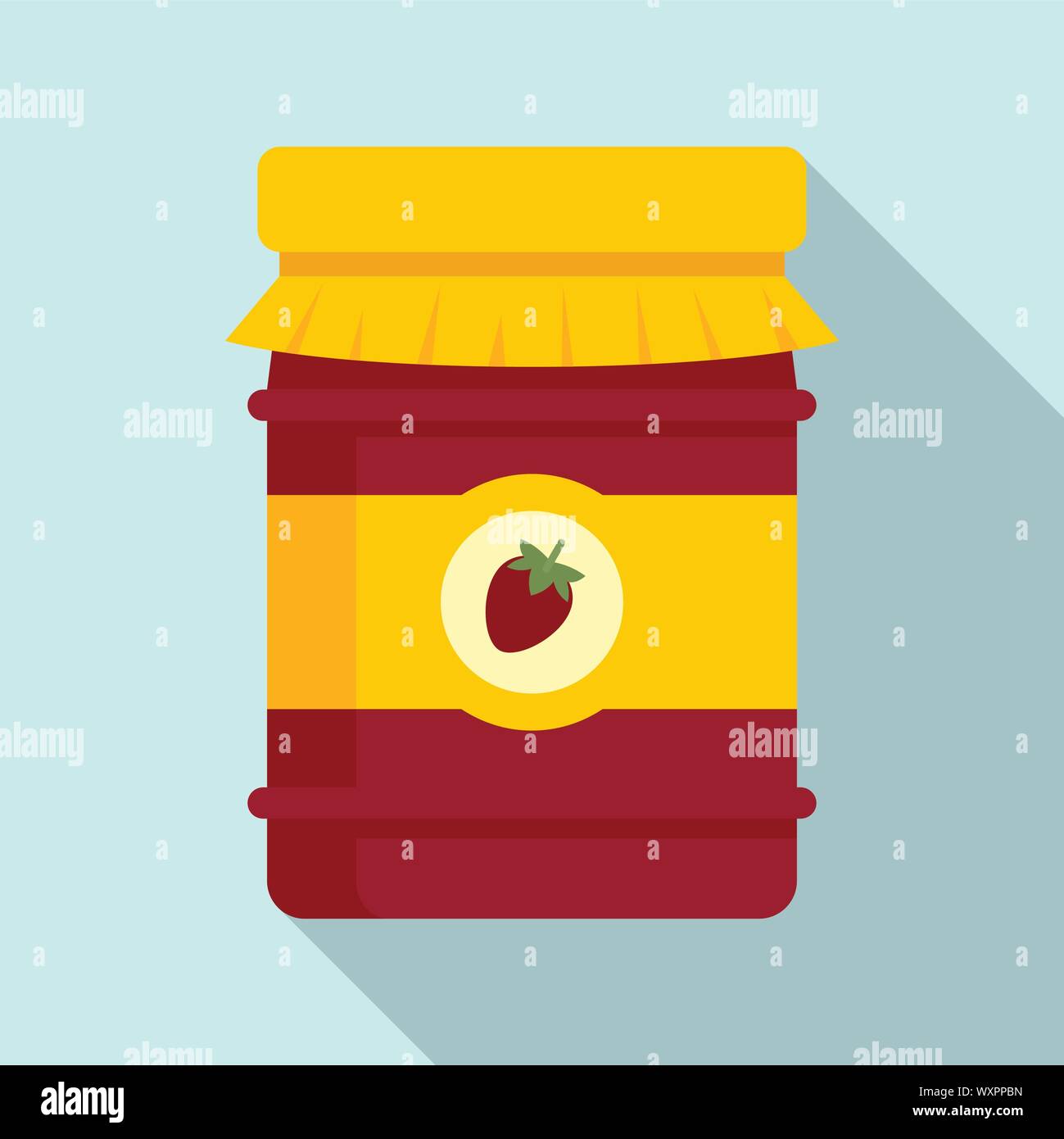 Strawberry jam jar icon. Flat illustration of strawberry jam jar vector ...