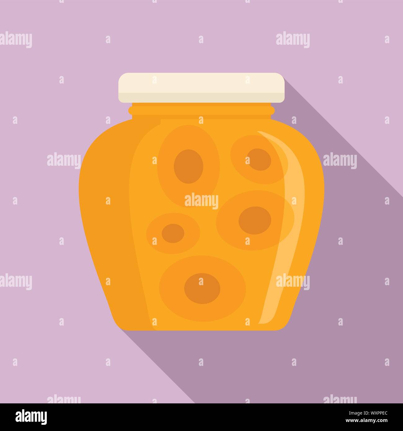 Peach jam jar icon. Flat illustration of peach jam jar vector icon for ...