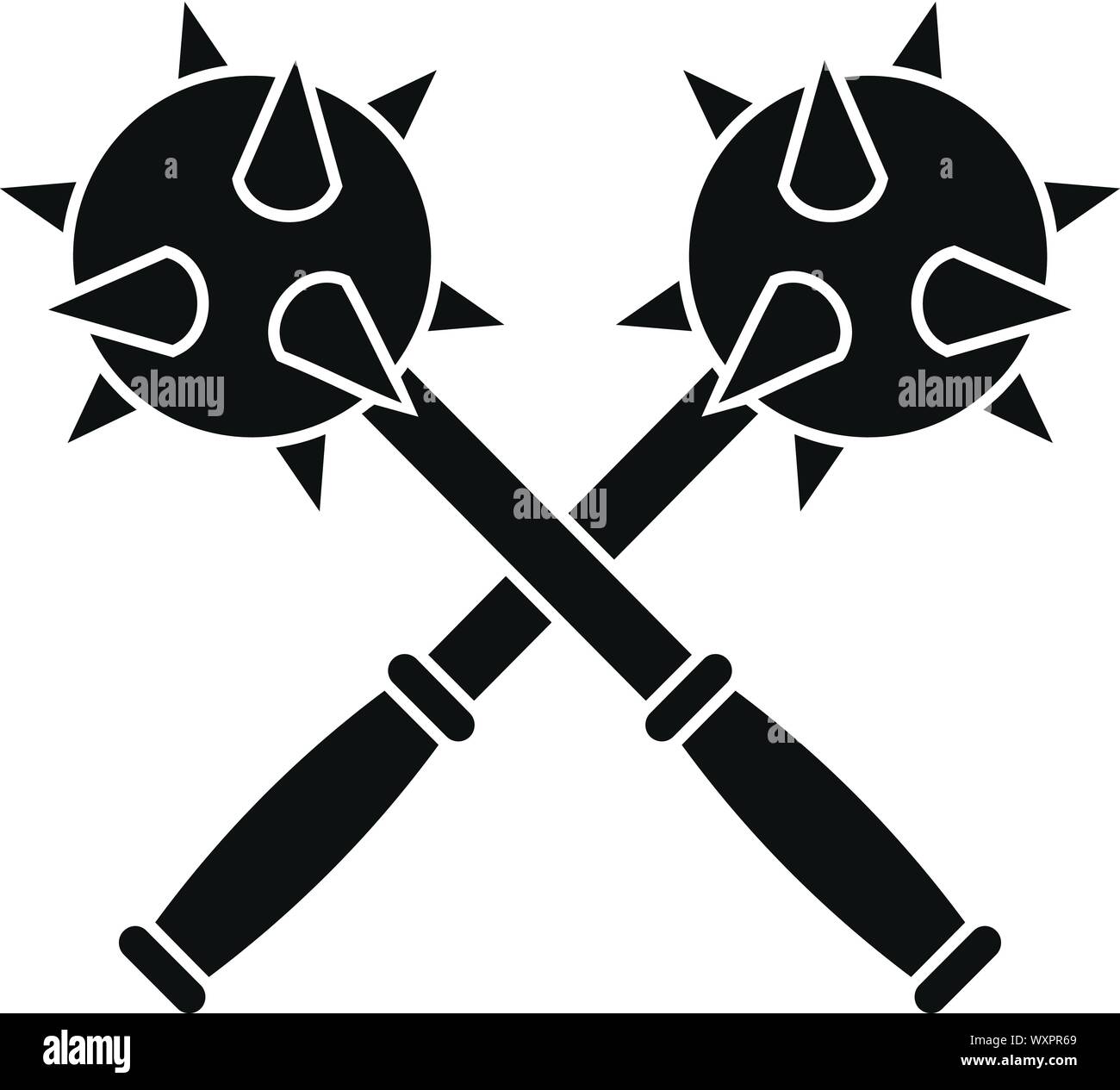 Crossed mace icon. Simple illustration of crossed mace vector icon for ...