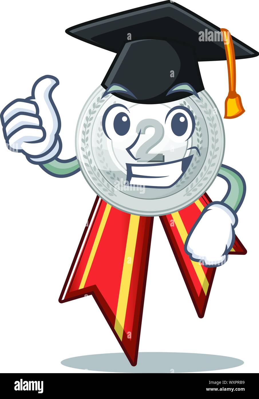 Graduation silver medal isolated with the character Stock Vector Image ...