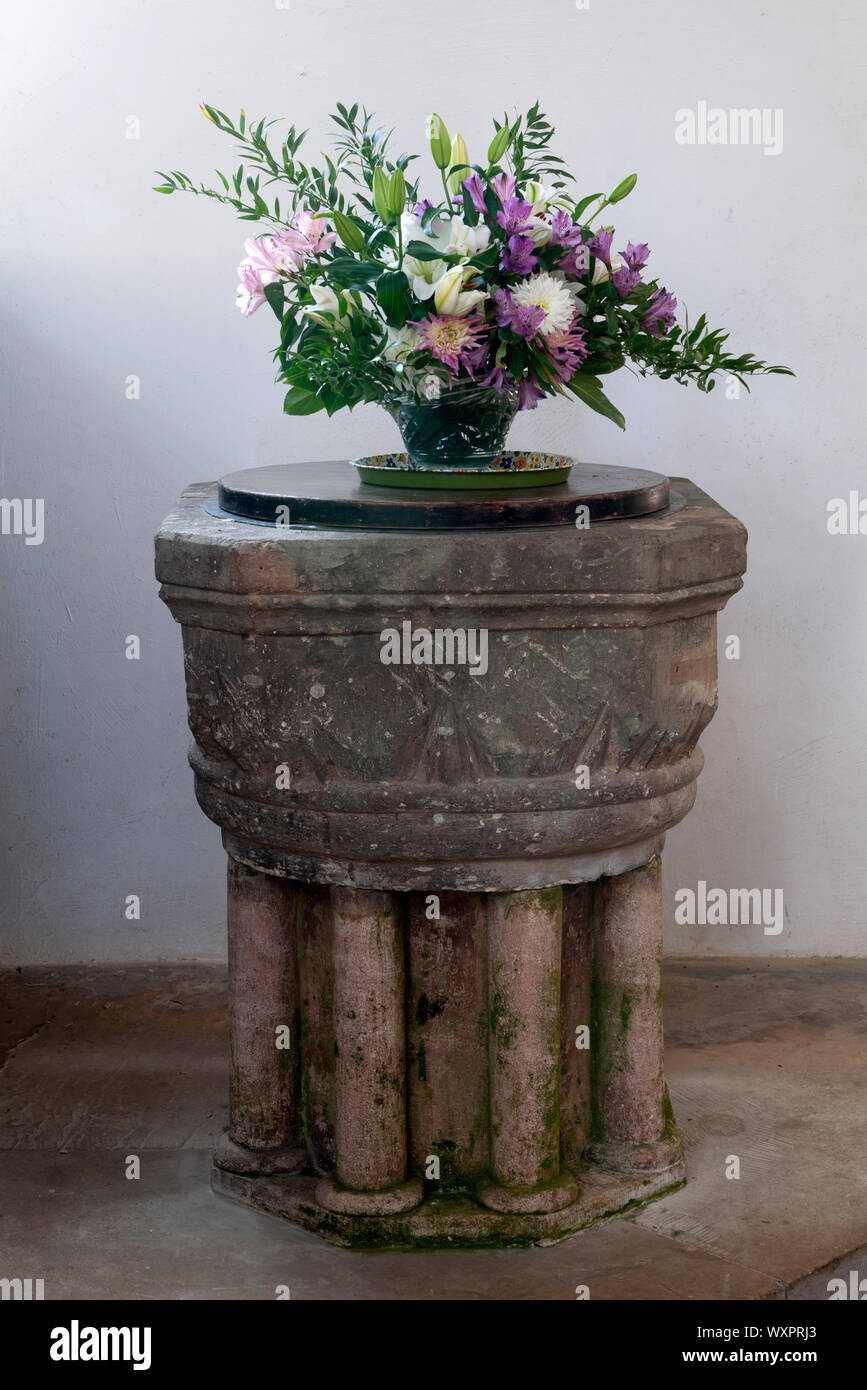 The font, St. Peter`s Church, Tilton on the Hill, Leicestershire ...