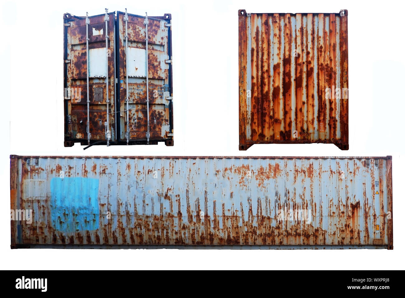 Old rusty red container For delivery Cut white background For ease of ...